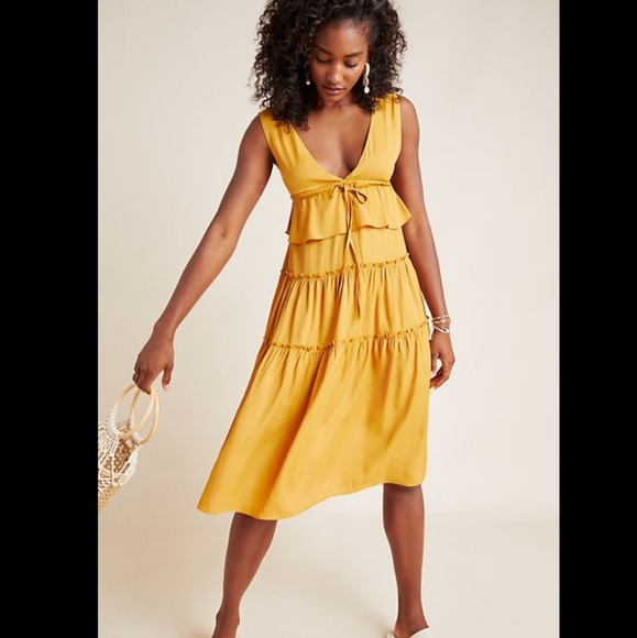 Anthropologie | Dresses | Nwt Anthropologie Demeter Tiered Midi Dress ...